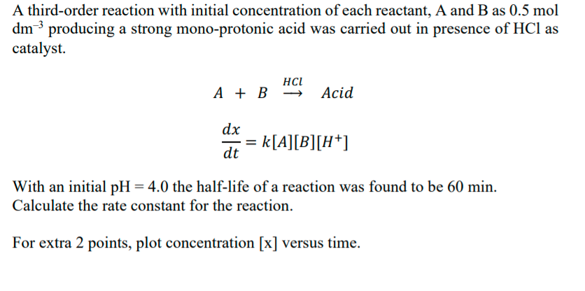 Solved A third-order reaction with initial concentration of | Chegg.com