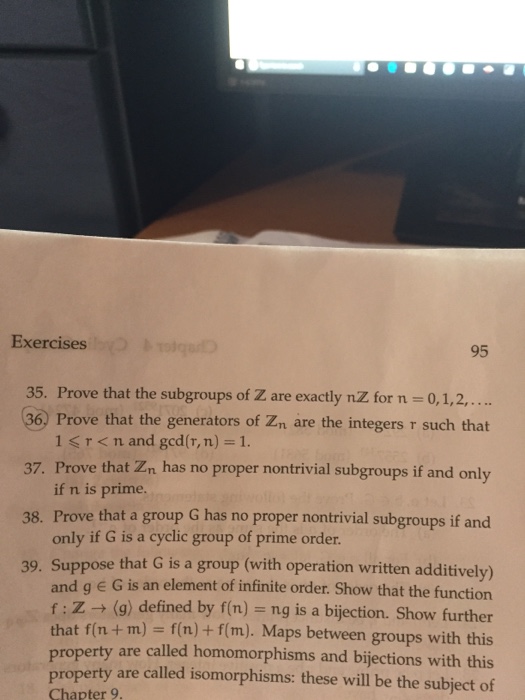 Solved Exercises 95 Prove that the subgroups of Z are | Chegg.com