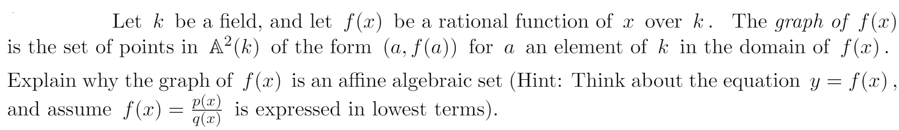 Solved Let k be a field, and let f(x) be a rational function | Chegg.com