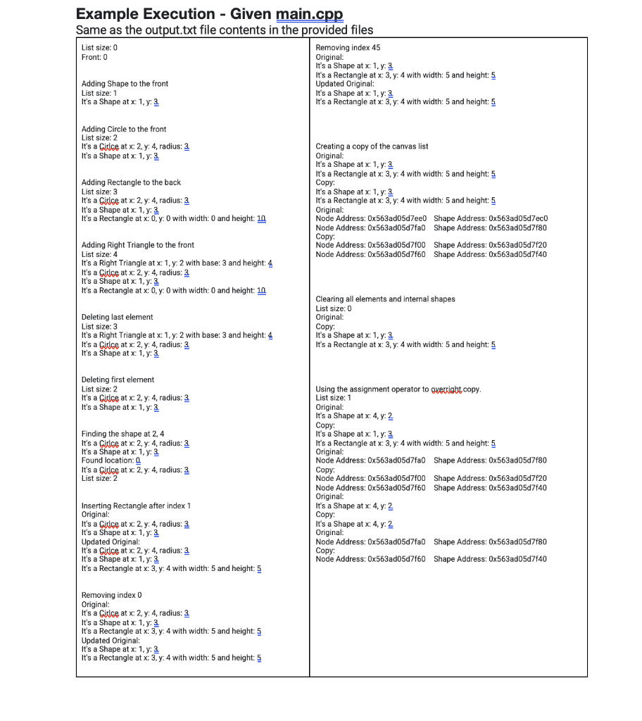 Write a c++ program of shape list, What you need to | Chegg.com