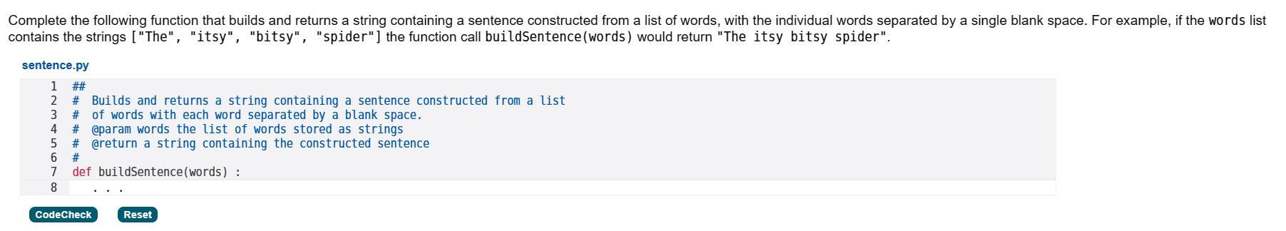 Solved contains the strings [ "The", "itsy", "bitsy", | Chegg.com