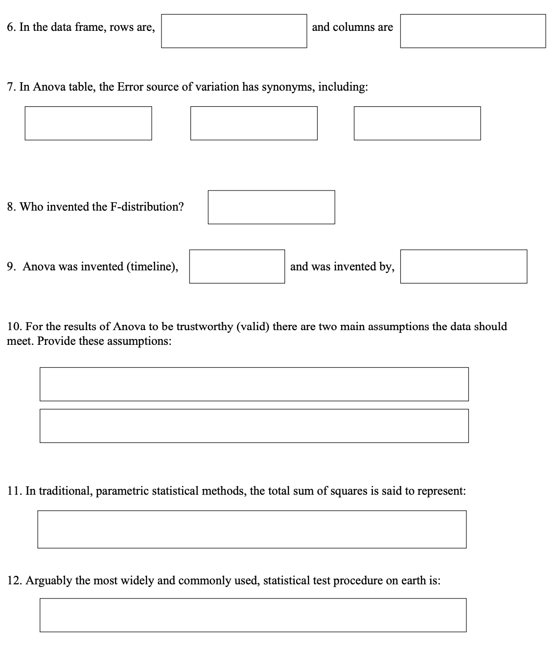 Solved In the data frame, rows are,and columns areIn Anova | Chegg.com