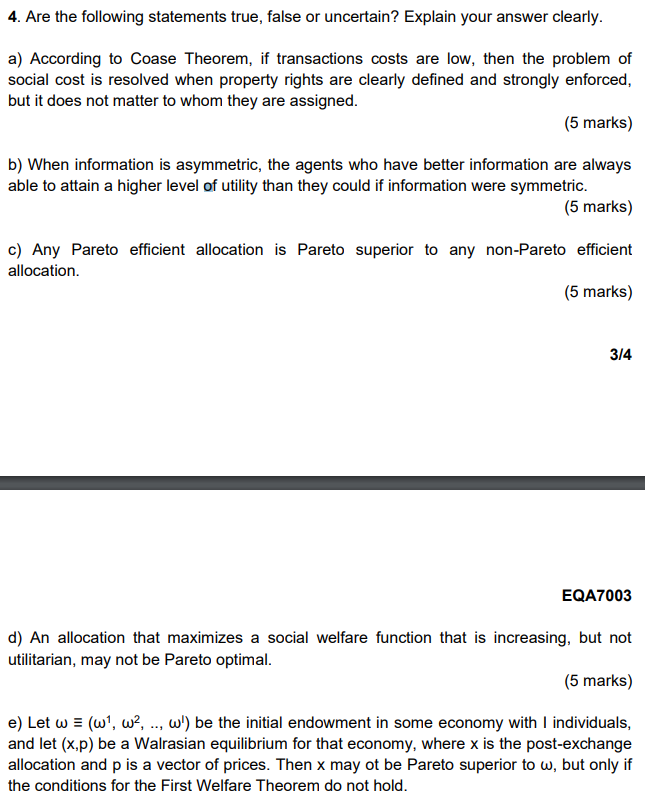 Solved 4. Are the following statements true, false or | Chegg.com