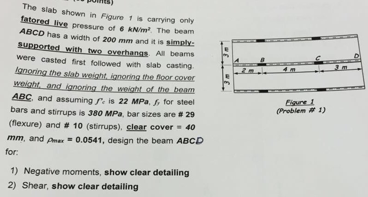 Solved B 3 m 4 m 2 m The slab shown in Figure 1 is carrying | Chegg.com