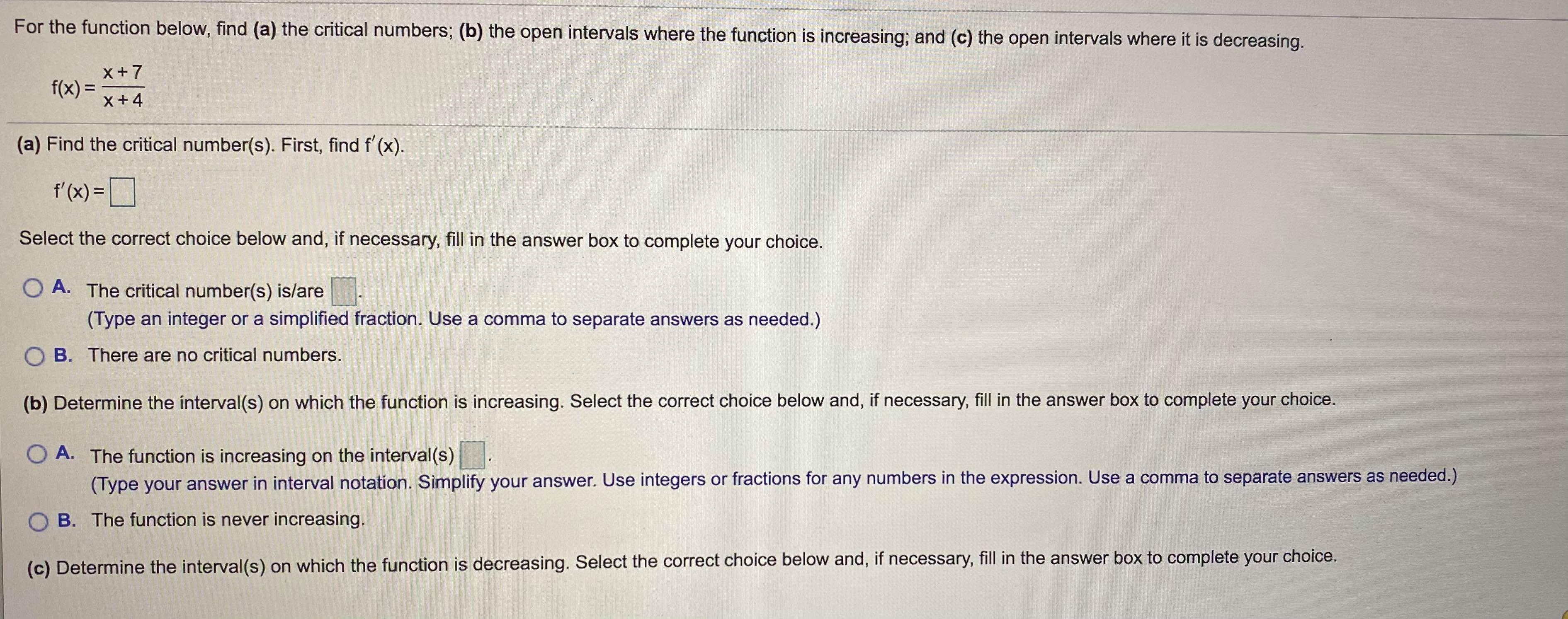 Solved For the function below, find (a) the critical | Chegg.com