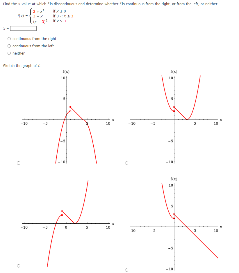 Solved Find the x-value at which f is discontinuous and | Chegg.com