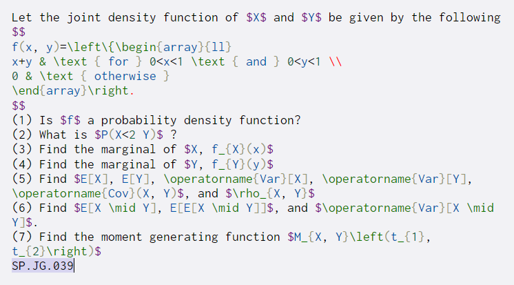 Solved Let the joint density function of $X$ and $y$ be | Chegg.com