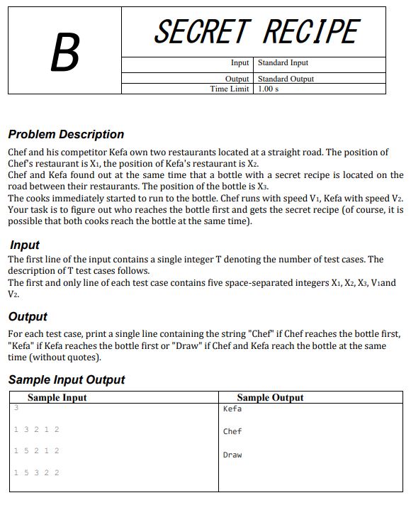 Solved Problem Description Chef and his competitor Kefa own | Chegg.com