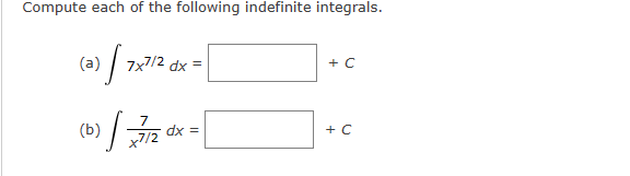 Solved Compute each of the following indefinite | Chegg.com