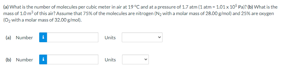 Solved (a) What is the number of molecules per cubic meter | Chegg.com