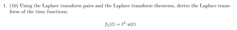 Solved 1. (10) Using the Laplace transform pairs and the | Chegg.com
