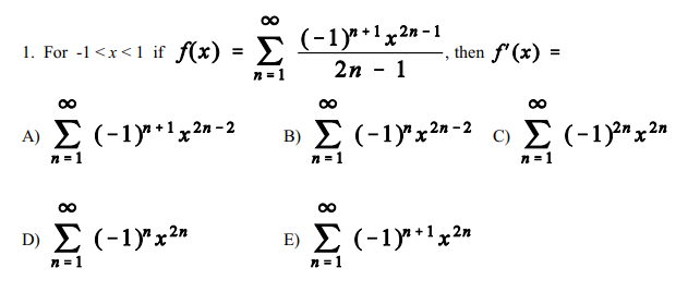 Solved (-1γ1x2n-1, 2n - 1 Σ 1. For -1 | Chegg.com