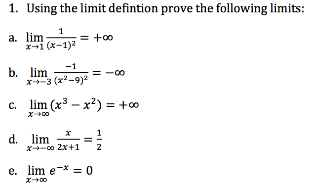 Solved 1. Using the limit defintion prove the following | Chegg.com