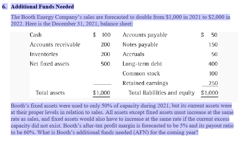 Solved Additional Funds NeededThe Booth Energy Company's | Chegg.com