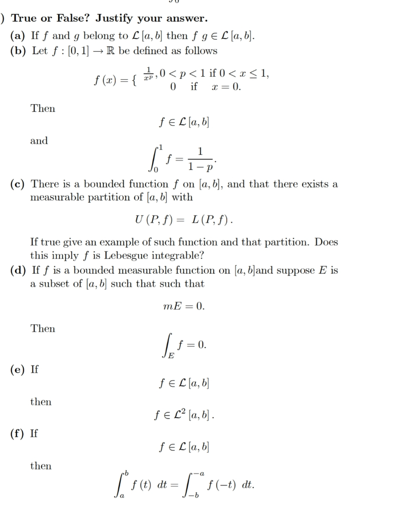 Solved Definition 147 Let F Be A Measurable Function On [a