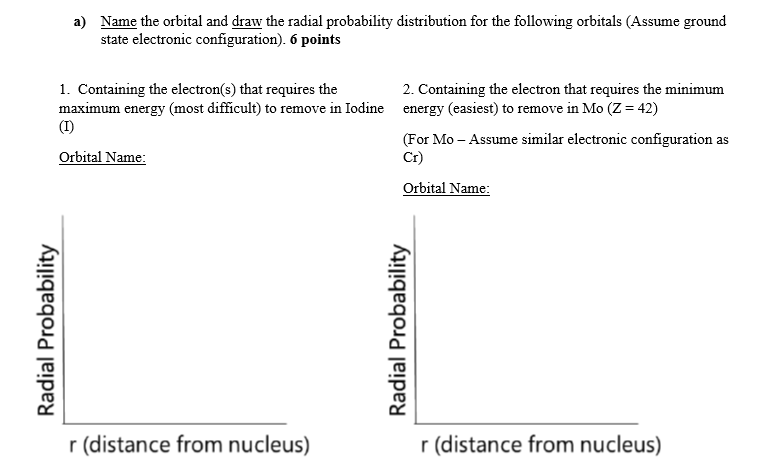 Solved a) Name the orbital and draw the radial probability | Chegg.com