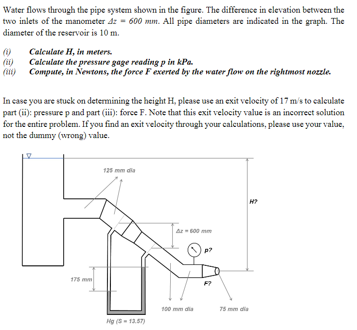 Solved Water flows through the pipe system shown in the | Chegg.com