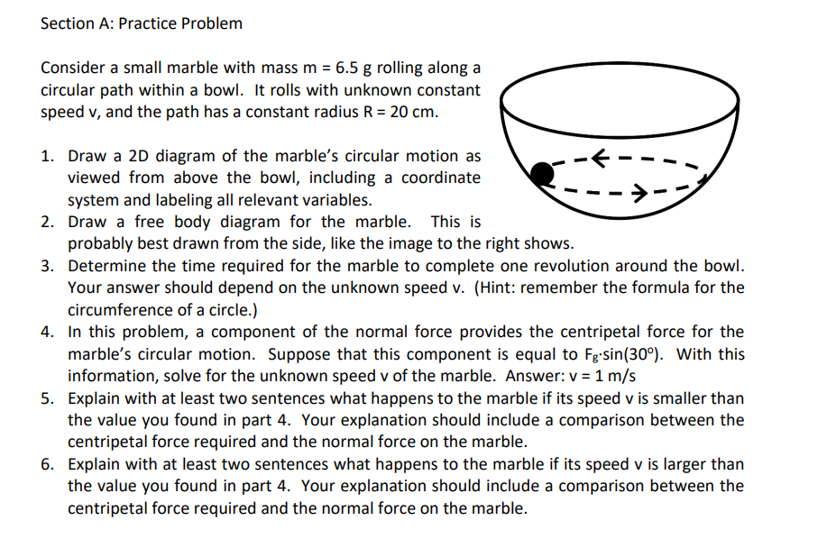 Solved Section A: Practice Problem Consider a small marble | Chegg.com
