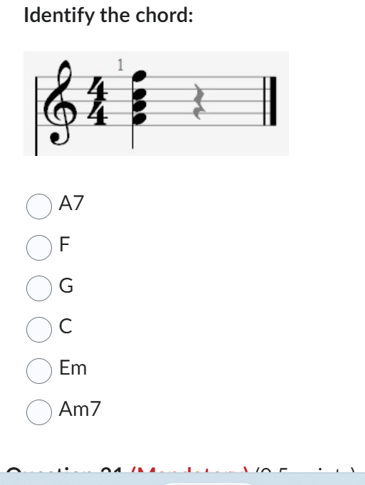 Identify the chord: A7 F G C Em Am7Example: a note on | Chegg.com