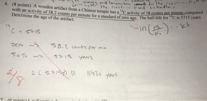 Solved A wooden artifact from a Chinese temple has a^14C | Chegg.com