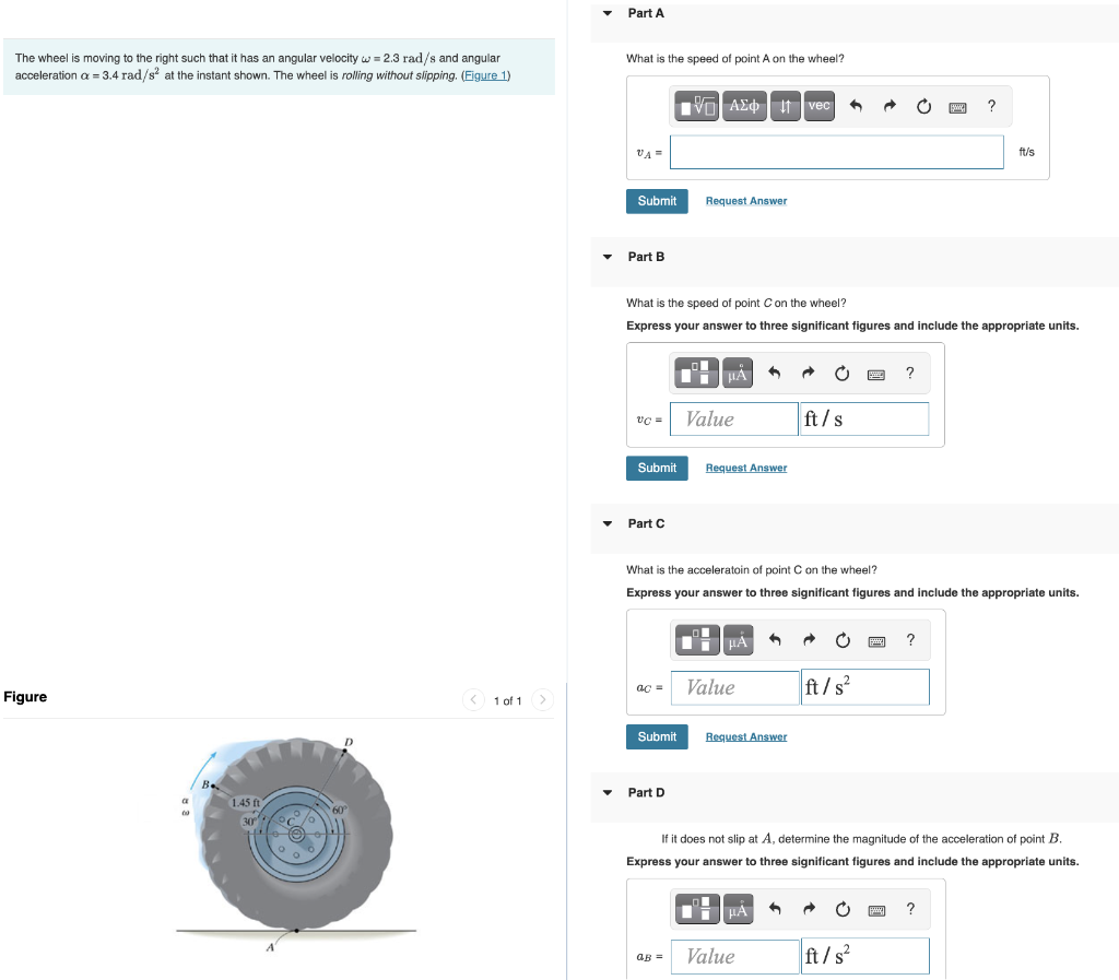 Solved Part A What is the speed of point A on the wheel? The | Chegg.com