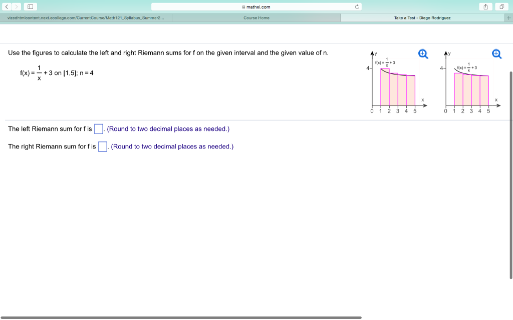 Solved mathxl.com 121 Course Home Take a Test Diego | Chegg.com