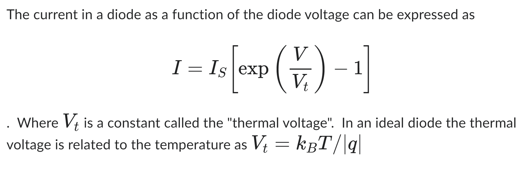 Solved The current in a diode as a function of the diode | Chegg.com