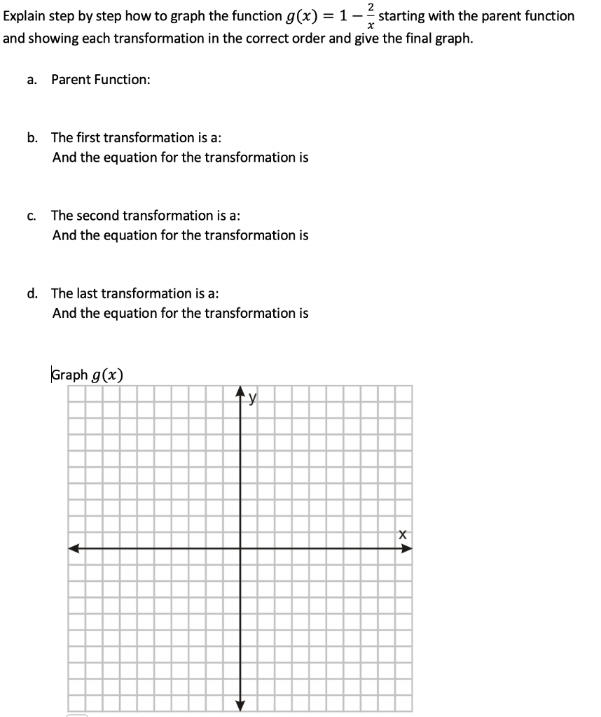 Solved Explain step by step how to graph the function g(x) | Chegg.com