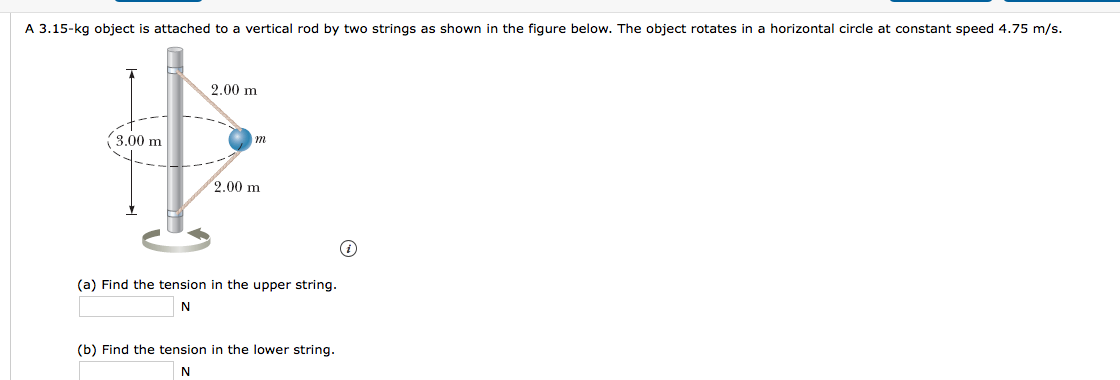 Solved A 3.15-kg object is attached to a vertical rod by two | Chegg.com