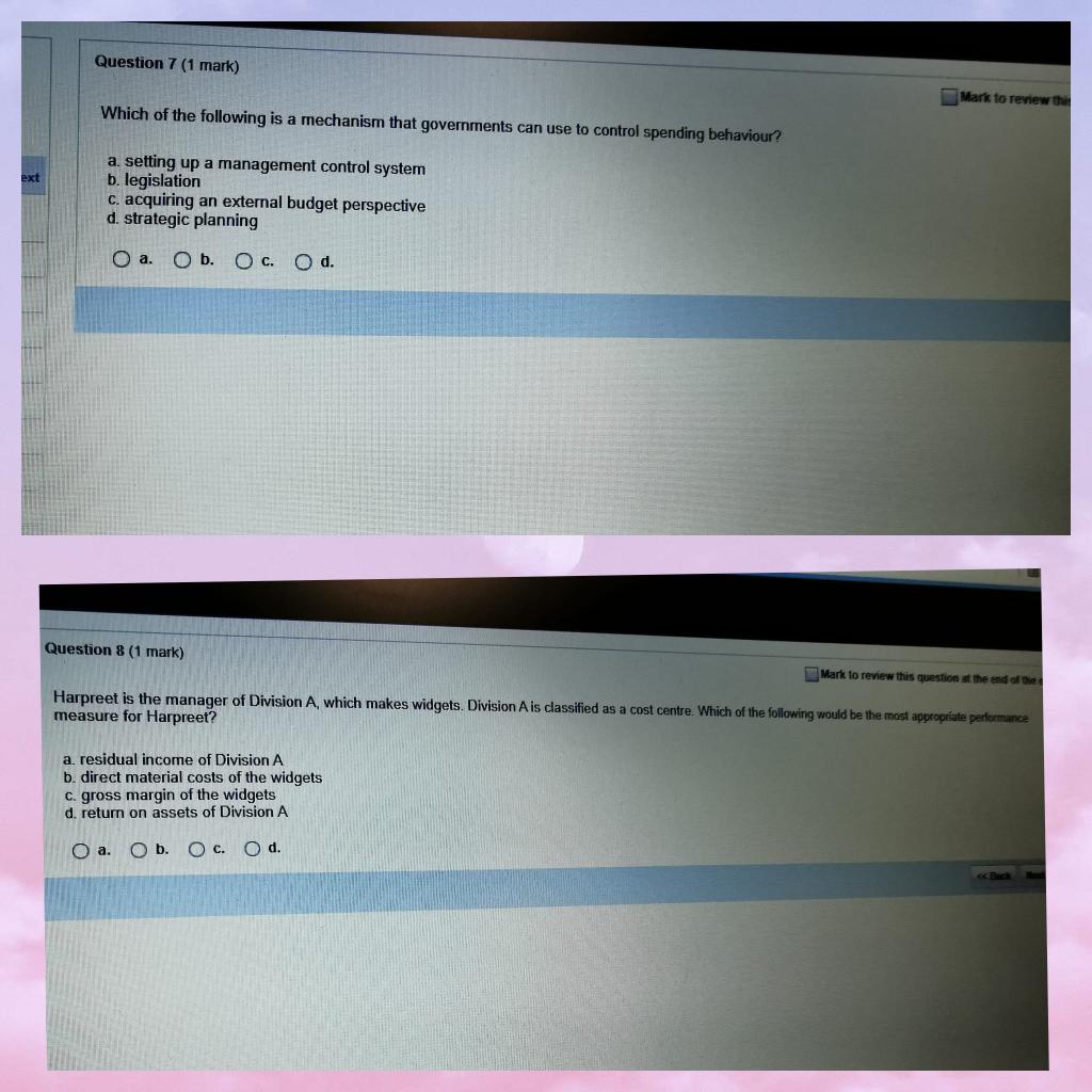 Solved Question 7 (1 mark) Mark to review the Which of the | Chegg.com