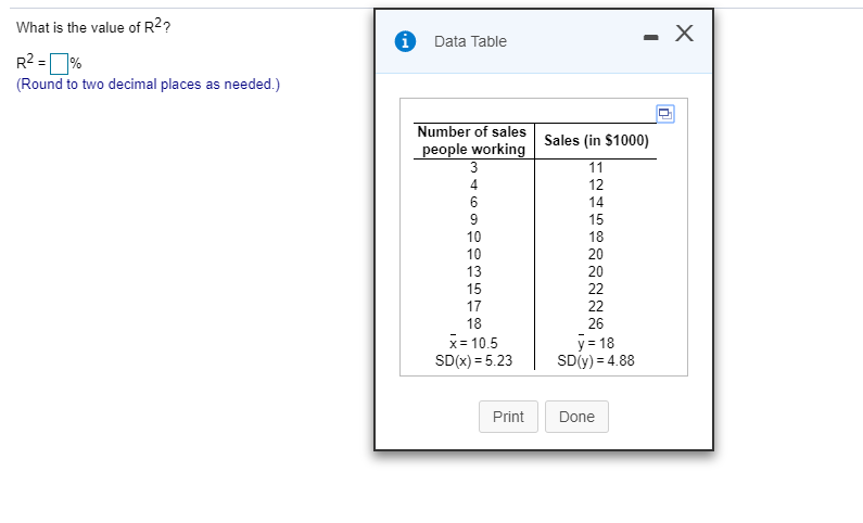 Solved What is the value of R2? Data Table (Round to two | Chegg.com