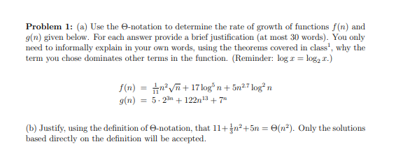 Solved Problem 1: (a) Use the O-notation to determine the | Chegg.com