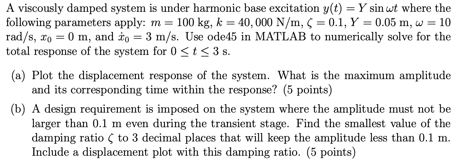 Solved A viscously damped system is under harmonic base | Chegg.com