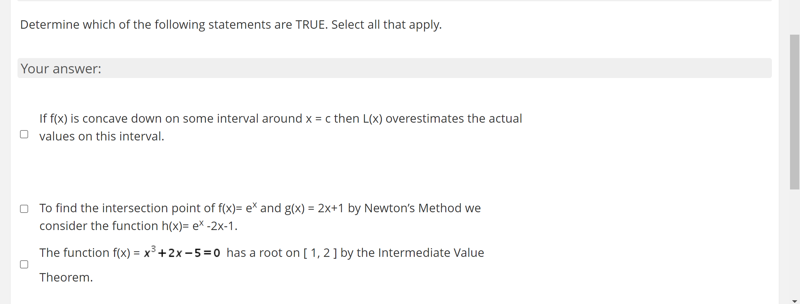 Solved - o To find the intersection point of f(x)= ex and | Chegg.com