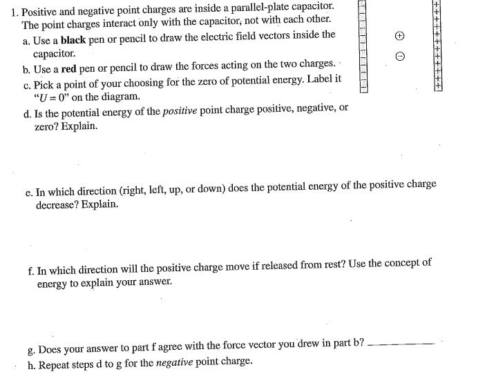 Solved 1. Positive and negative point charges are inside a | Chegg.com