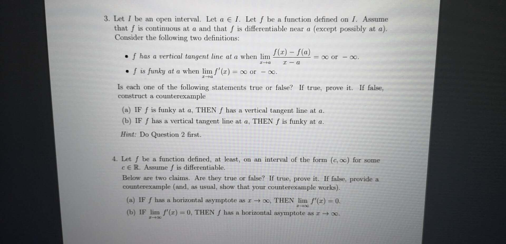 Solved 3. Let I be an open interval. Let a I. Let f be a | Chegg.com