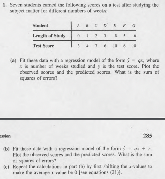 1. Seven students earned the following scores on a | Chegg.com