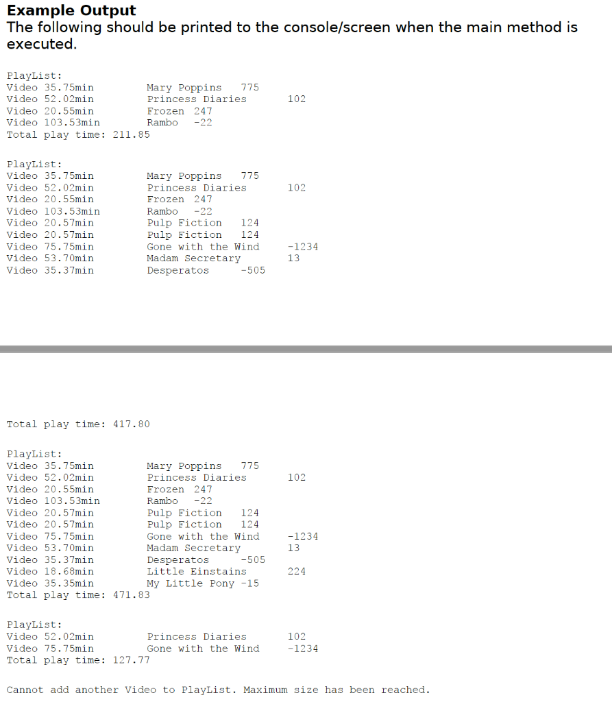 Solved IN JAVA! Create 3 Java Classes. The implementation | Chegg.com