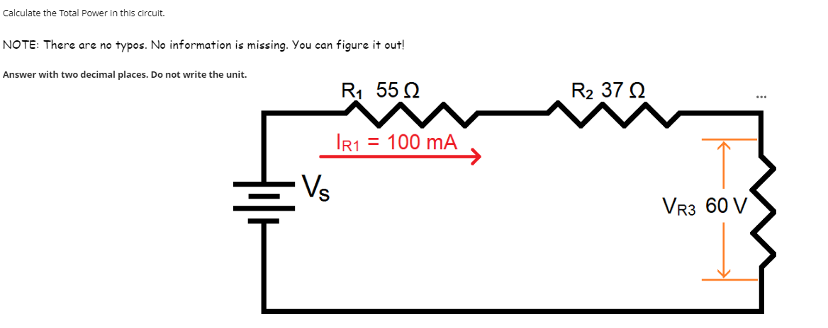 Solved Calculate the Total Power in this circuit. NOTE: | Chegg.com