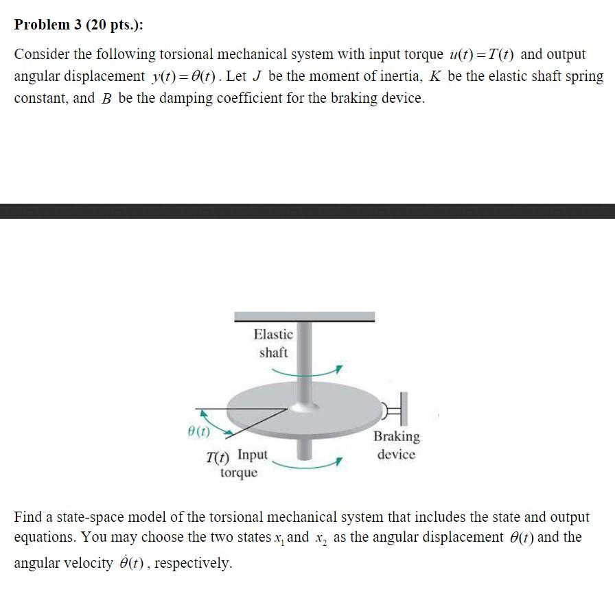 Solved Problem 3 (20 pts.): Consider the following torsional | Chegg.com