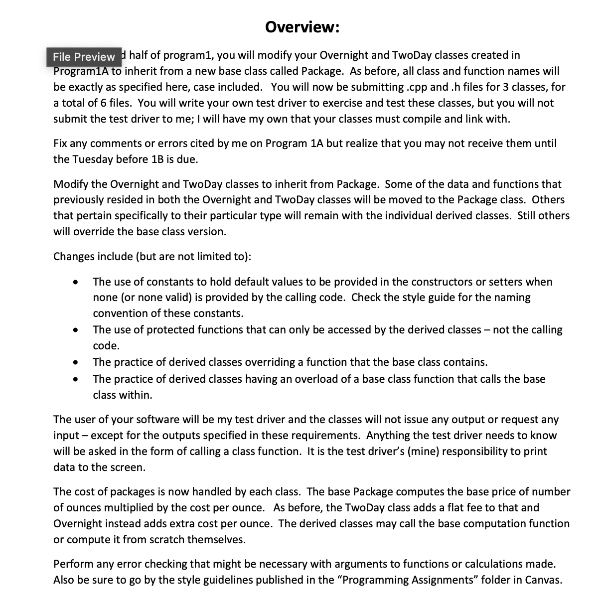 Solved Overview:File Preview d half of program1, ﻿you will | Chegg.com