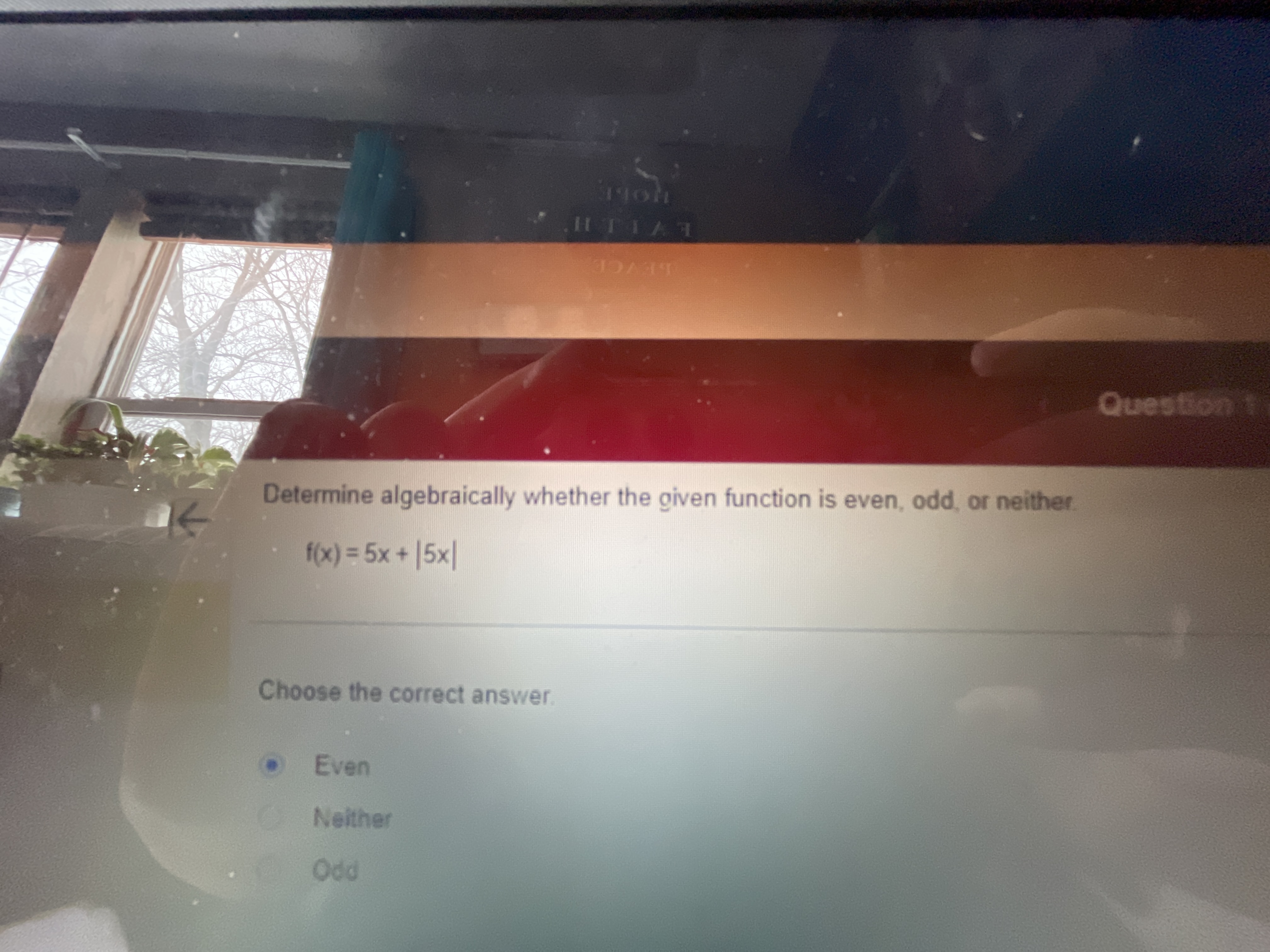 Solved Determine Algebraically Whether The Given Function Is 0393