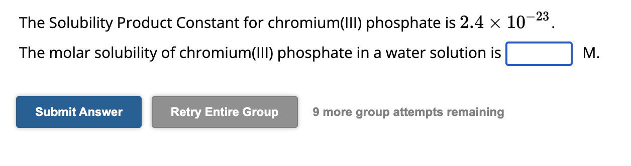 Solved The Solubility Product Constant for chromium(III) | Chegg.com