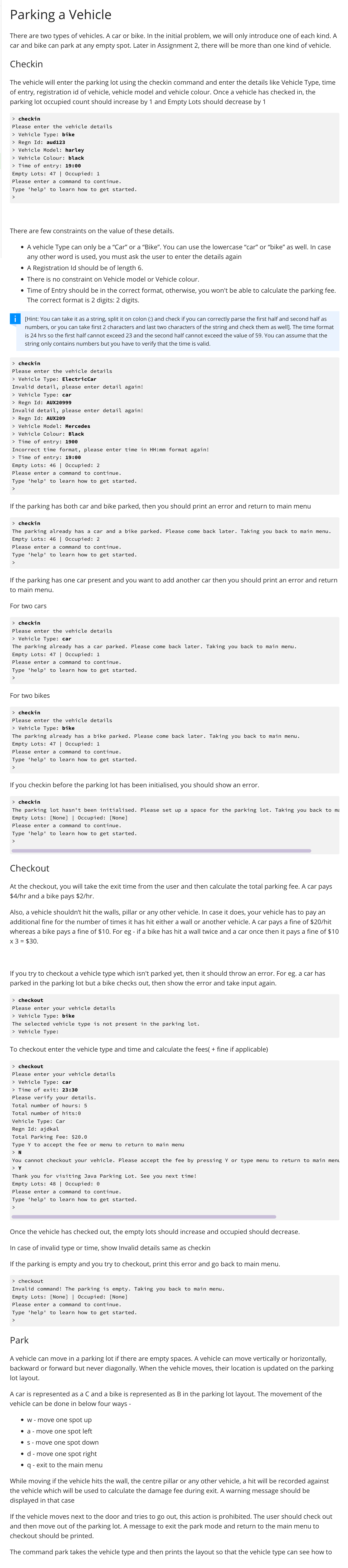 Solved Java Program about Parking Lot Management SystemIt | Chegg.com Solved Java Program about Parking Lot Management SystemIt | Chegg.com