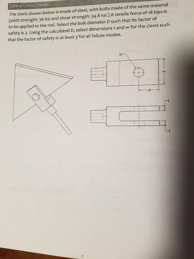 Solved SIMPLE CONNEETIQNS The clevis shown below is made of | Chegg.com