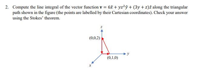 Solved 2. Compute the line integral of the vector function v | Chegg.com