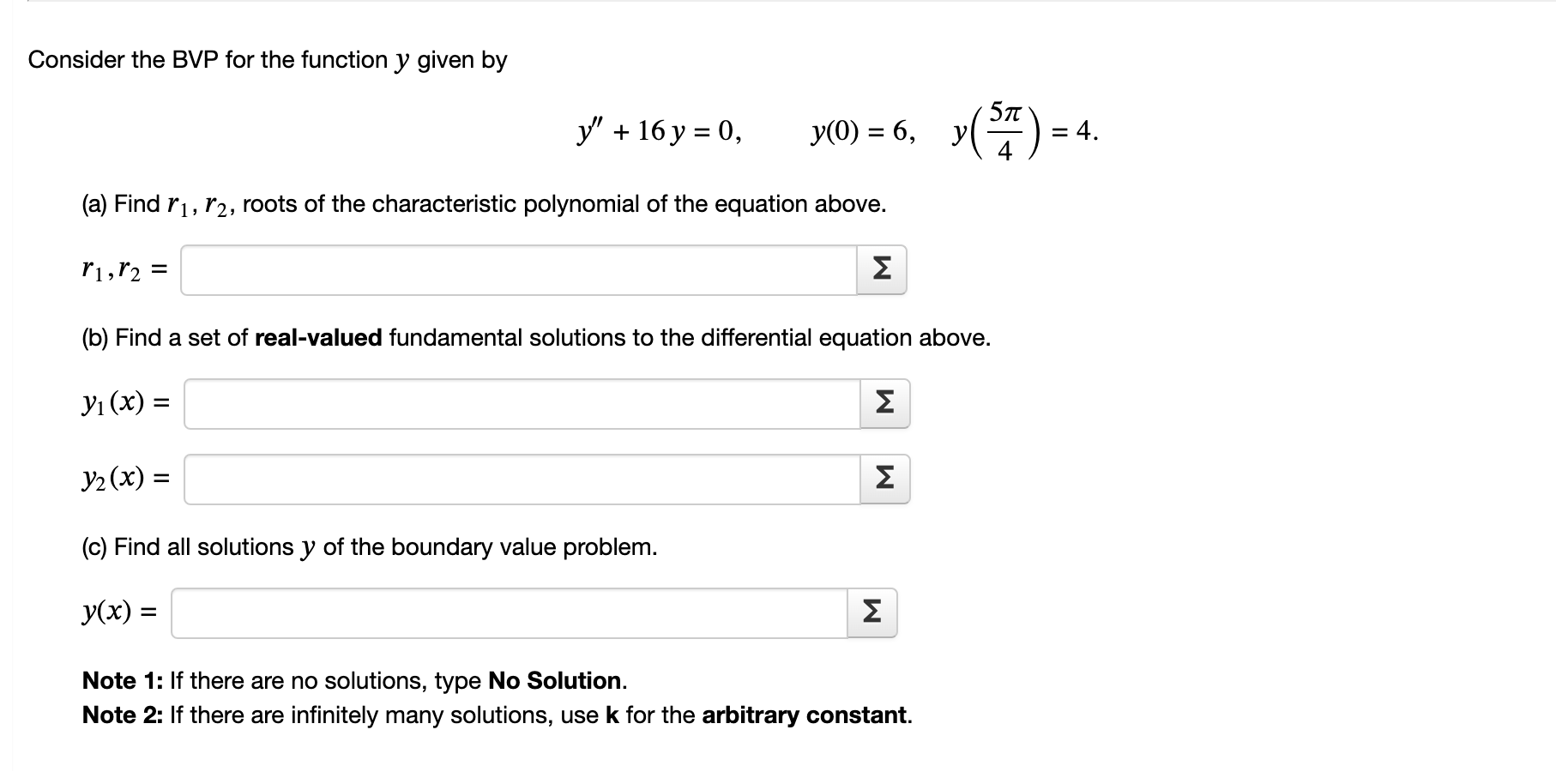 Solved Consider the BVP for the function y given by | Chegg.com