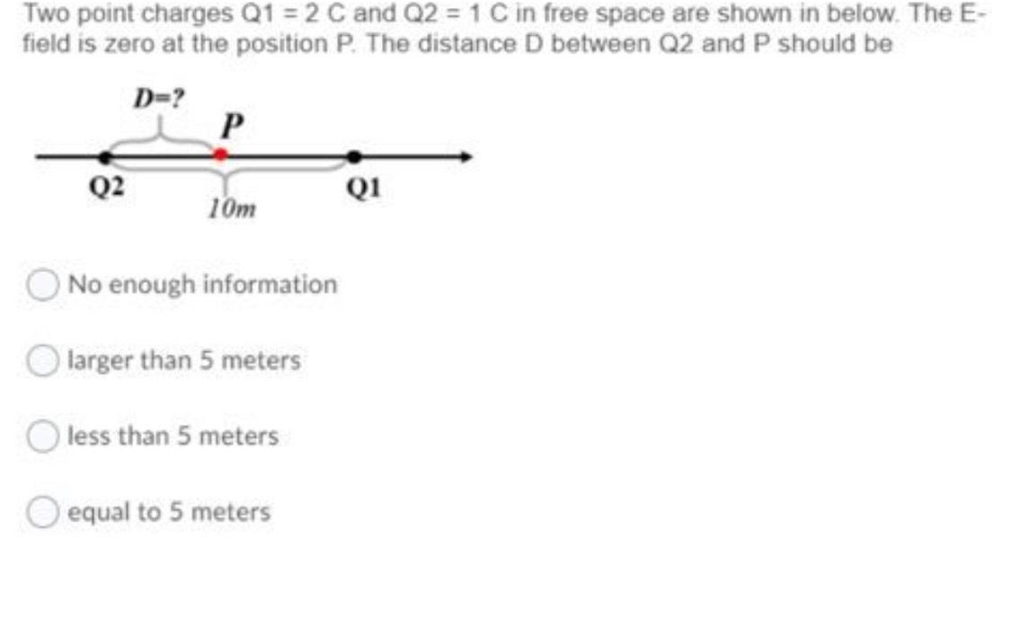 Solved Two point charges Q1 = 2 C and Q2 = 1 C in free space | Chegg.com