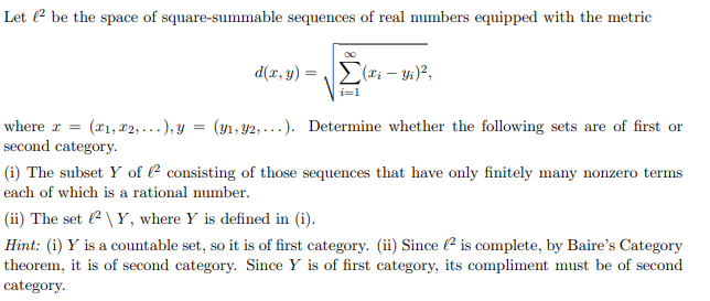 Solved Let be the space of square-summable sequences of real | Chegg.com