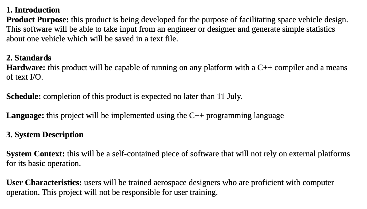 Solved 1. Introduction Product Purpose: this product is | Chegg.com